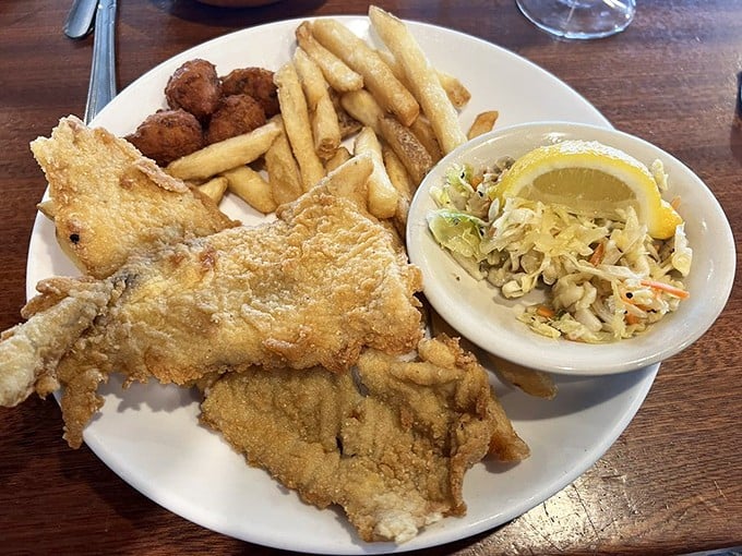 Crispy on the outside, flaky on the inside&mdash;this fried fish platter with coleslaw is the coastal South Carolina equivalent of a warm hug.
