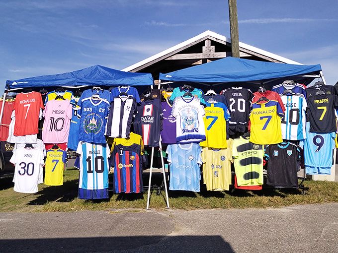 Soccer jersey heaven for fans and collectors alike. Messi, Ronaldo, and friends hanging out together in Florida&mdash;probably more peacefully than they do on the pitch.