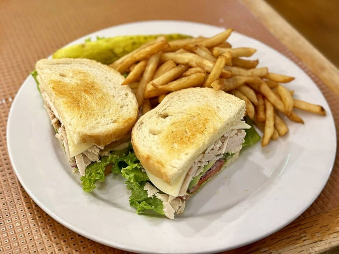 This sandwich isn't just lunch; it's architecture. Perfectly toasted bread supporting layers of turkey in a delicious game of structural integrity.