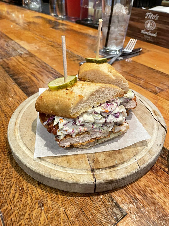 This isn't just a sandwich &ndash; it's an engineering marvel of crispy chicken, crunchy slaw, and soft bread that deserves its own architectural award.