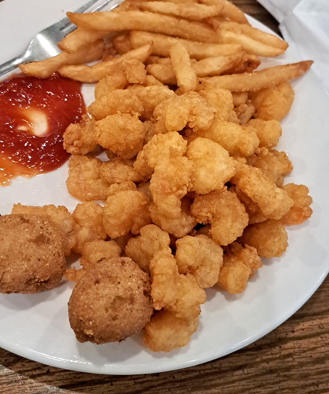 Golden-fried shrimp and hushpuppies that crunch with such satisfaction you'll forget you ever knew the word "calorie."