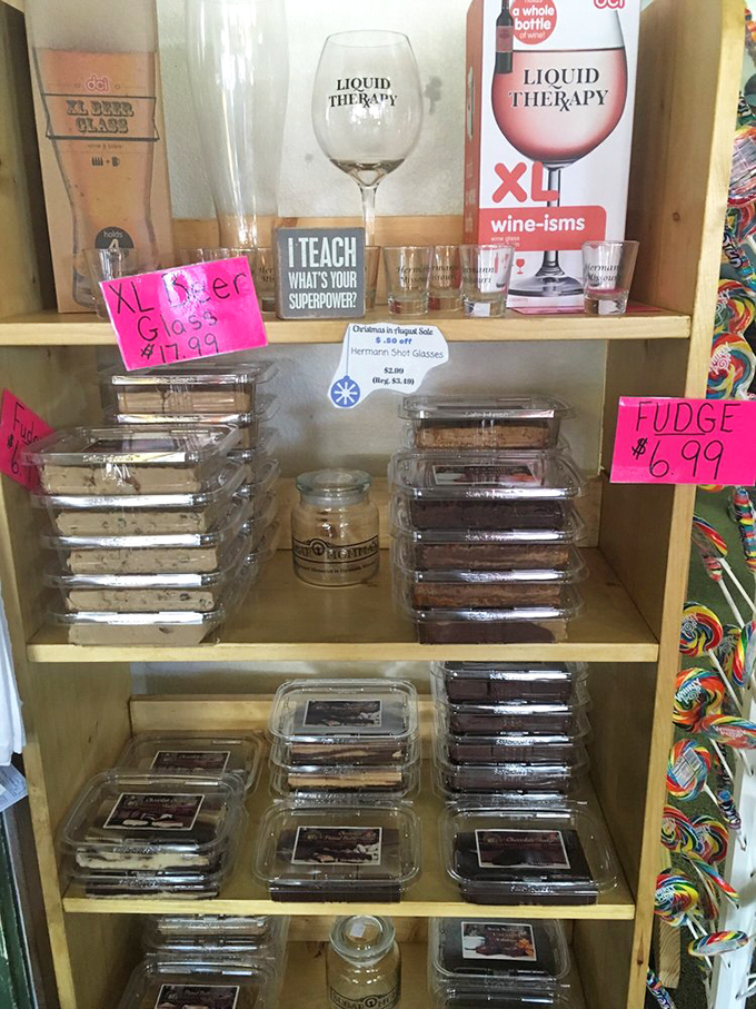 Slabs of homemade fudge await the sweet-toothed explorer. One bite of this velvety delight and you'll understand why it's worth every calorie.