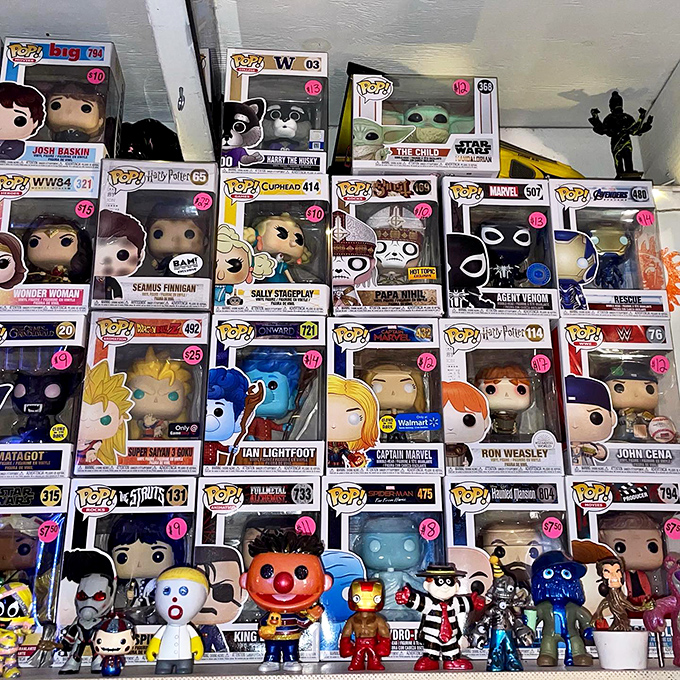 Pop culture collectors, prepare to lose yourself in this wonderland of vinyl figures and nostalgic treasures galore.