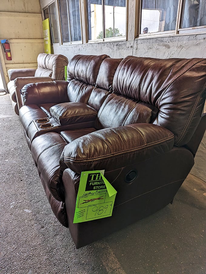 That reclining sofa isn't just furniture&mdash;it's someone's future nap headquarters, movie marathon command center, and the place where countless future football games will be watched.