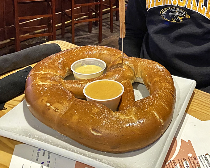 This pretzel isn't just big, it's practically applying for its own zip code. The perfect shareable starter or a personal challenge for the truly ambitious.