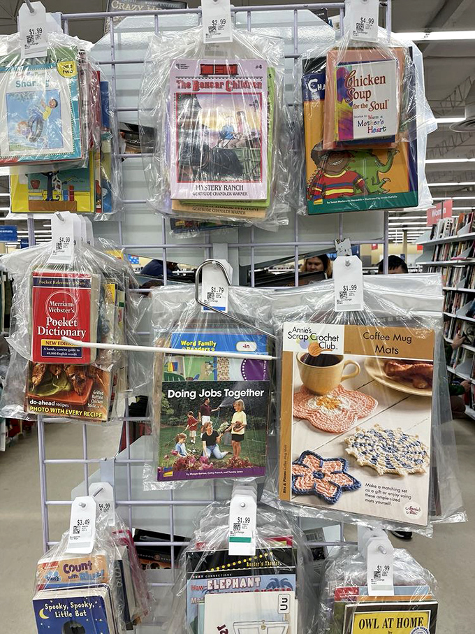 Little literary bundles of joy, each plastic package containing someone else's discarded wisdom, ready for your bookshelf's adoption.