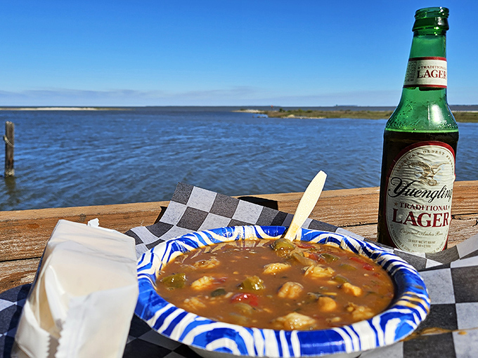 Nothing says "coastal comfort" like gumbo with a view. This bowl of Southern soul pairs perfectly with that cold Yuengling and endless water vistas.
