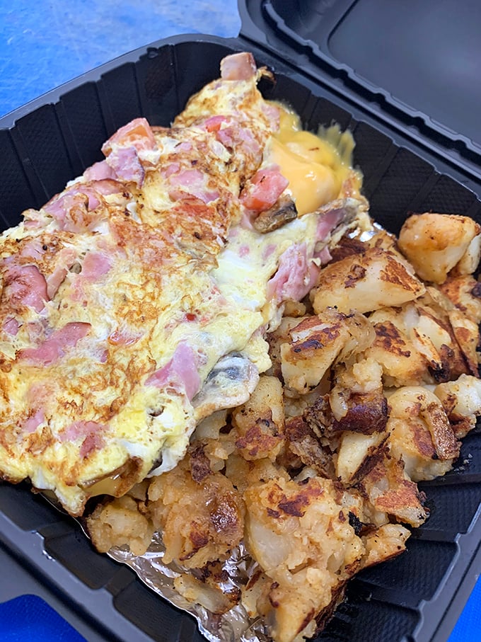 Breakfast doesn't apologize for its indulgence here&mdash;a ham-studded omelet cozies up to home fries that had a previous life as actual potatoes.