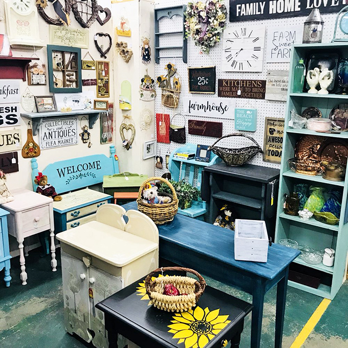 Farmhouse chic meets vintage charm in this corner where someone's discarded furniture becomes your home's conversation piece.