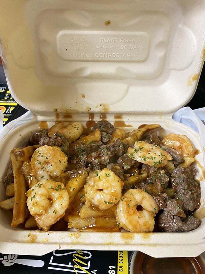 Surf-and-turf reimagined! Honey garlic sauce bridges the gap between shrimp and steak in this potato-based peace treaty.