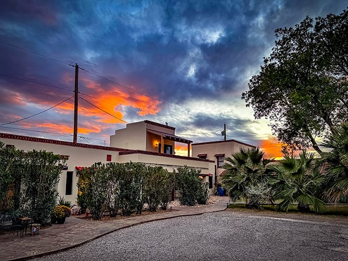 Desert sunsets that make you question why you'd live anywhere else. The adobe walls glow like they're illuminated from within.