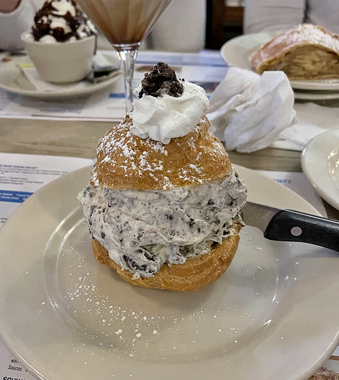 Dessert engineering at its finest&mdash;a cream-filled masterpiece that makes you wonder why we don't put ice cream in pastry more often.
