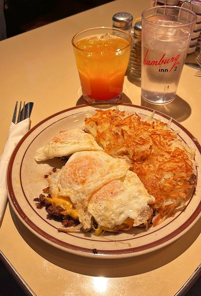 The Iowa Skillet doesn't just feed you&mdash;it fortifies you against whatever the day might throw your way. That Tequila Sunrise isn't bad company either.