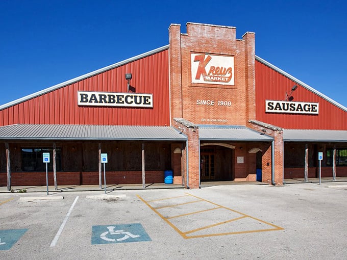 Kreuz Market announces its barbecue devotion right on the facade. No fancy frills needed when you've been smoking meat since 1900.