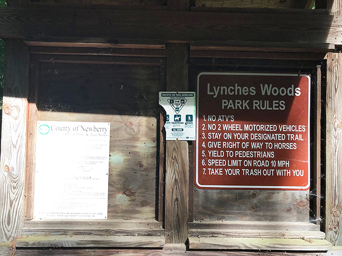 Lynch's Woods Park rules read like small-town poetry: no ATVs, yield to horses, and take your trash with you&mdash;civilization distilled to its essentials.