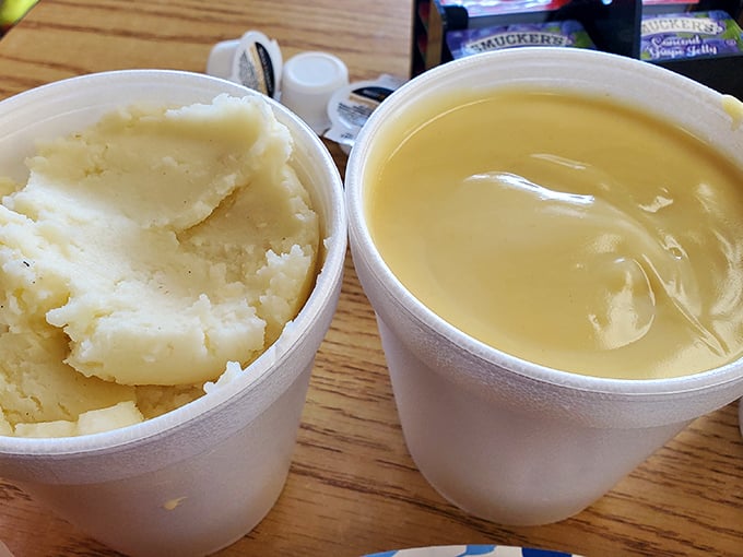 Comfort in two cups: velvety mashed potatoes and savory gravy. Some food philosophers consider this the perfect sidekick to exceptional fried chicken.
