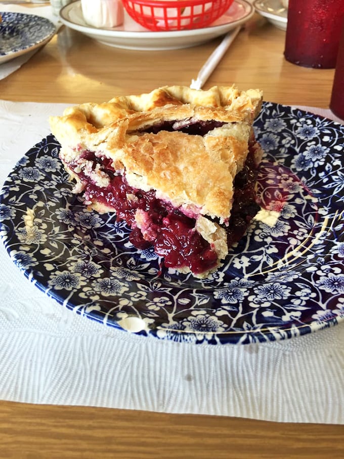 Michigan cherry pie that makes you understand why people write songs about pie. That crimped crust deserves its own fan club.