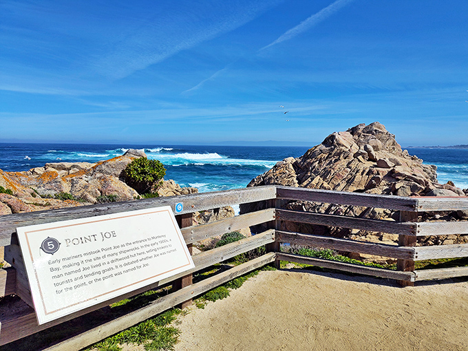 Point Joe's rugged beauty tells the story of countless ships that mistook this spot for Monterey Bay's entrance. Navigation errors never looked so good.