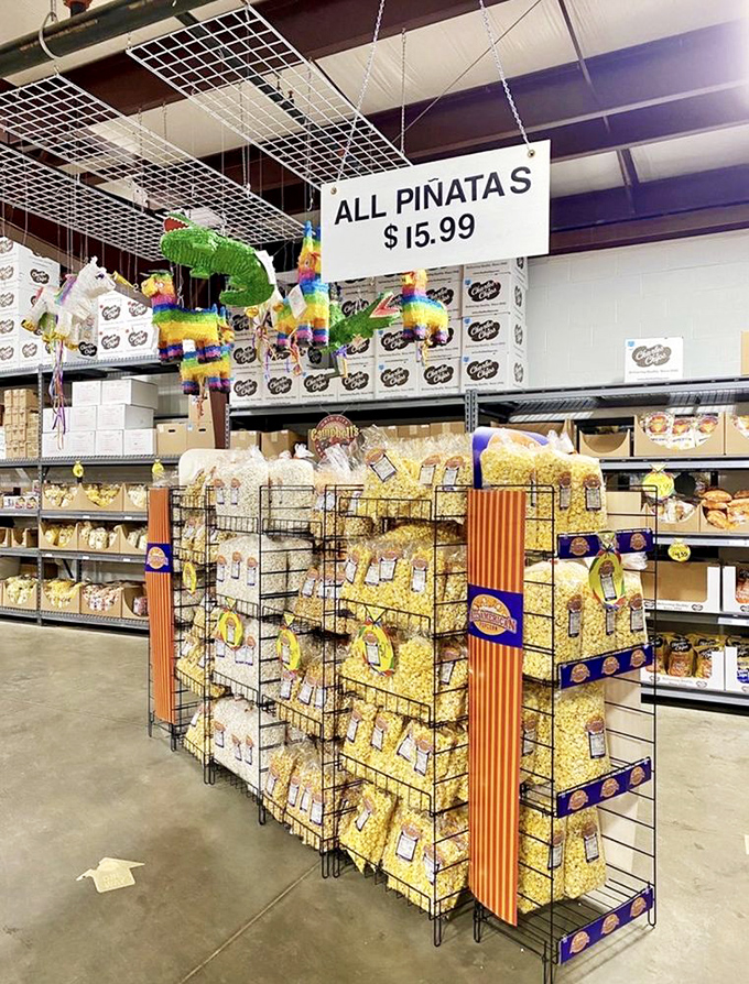 Popcorn heaven with pi&ntilde;atas overhead. The perfect combination for anyone planning a party or just a really ambitious solo snack session.