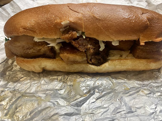 Pork belly perfection nestled in bread that knows its supporting role. This sandwich doesn't need Instagram filters&mdash;it's naturally photogenic and delicious.