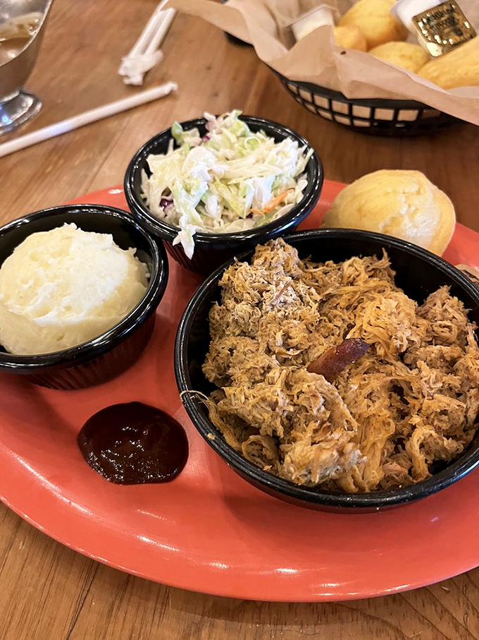 Golden pulled pork that falls apart at the mere suggestion of a fork, accompanied by creamy perfection.