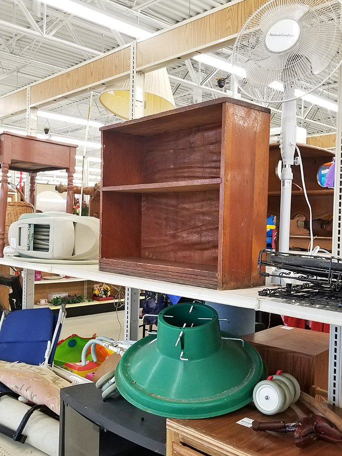 A mountain bike waiting for its next adventure. One person's forgotten garage occupant becomes another's weekend exploration vehicle.