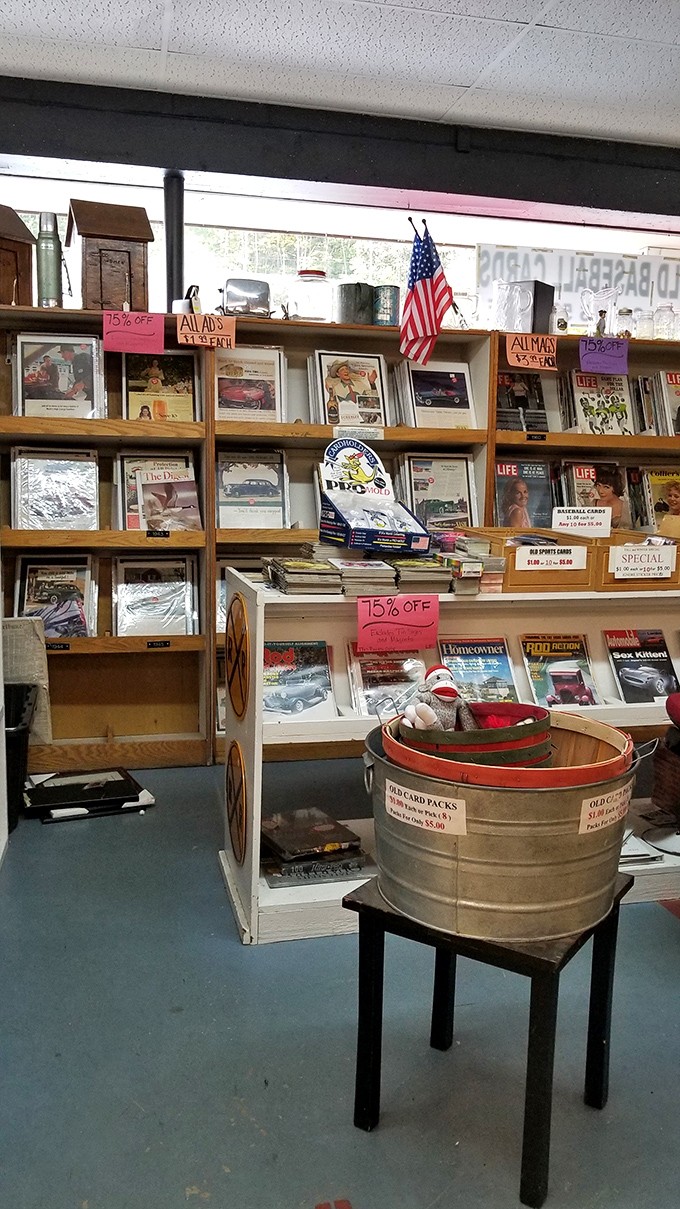 Vintage magazines and memorabilia that transport you back faster than any DeLorean, complete with that unmistakable scent of nostalgia.