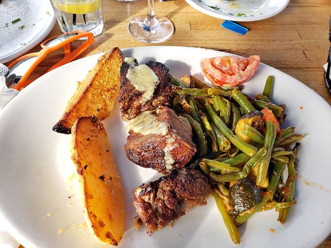 Lamb that's had a proper introduction to fire. The vegetables aren't side characters in this story &ndash; they're co-stars worthy of the spotlight.