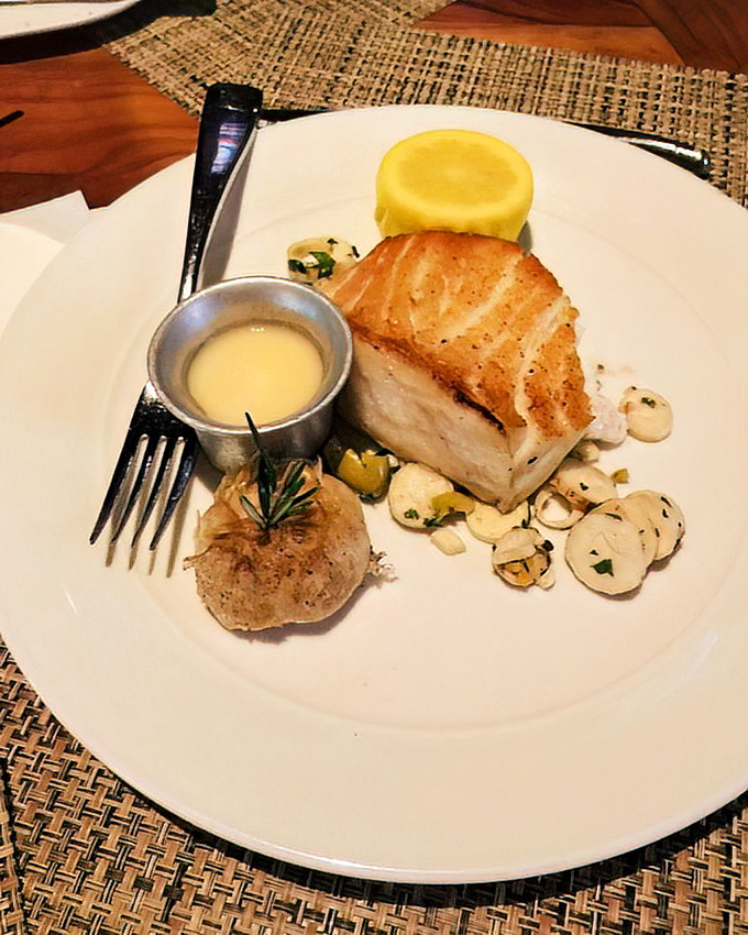 The sea bass arrives like a work of art—perfectly seared, delicately plated, and ready to prove that BOA's seafood game rivals its legendary steaks.