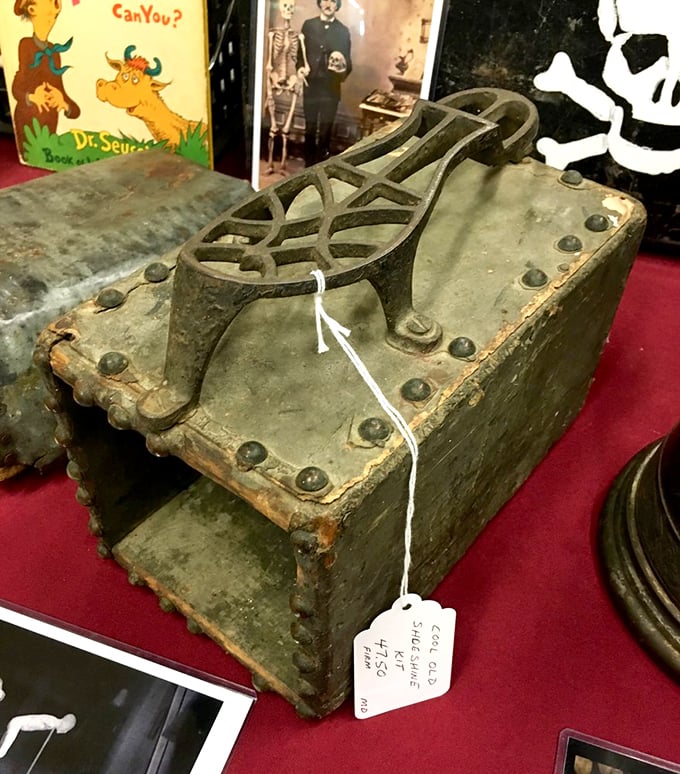 What looks like an ancient toolbox reveals itself as a Civil War-era shoe shine kit&mdash;probably witnessed more historical footwear than the White House welcome mat.