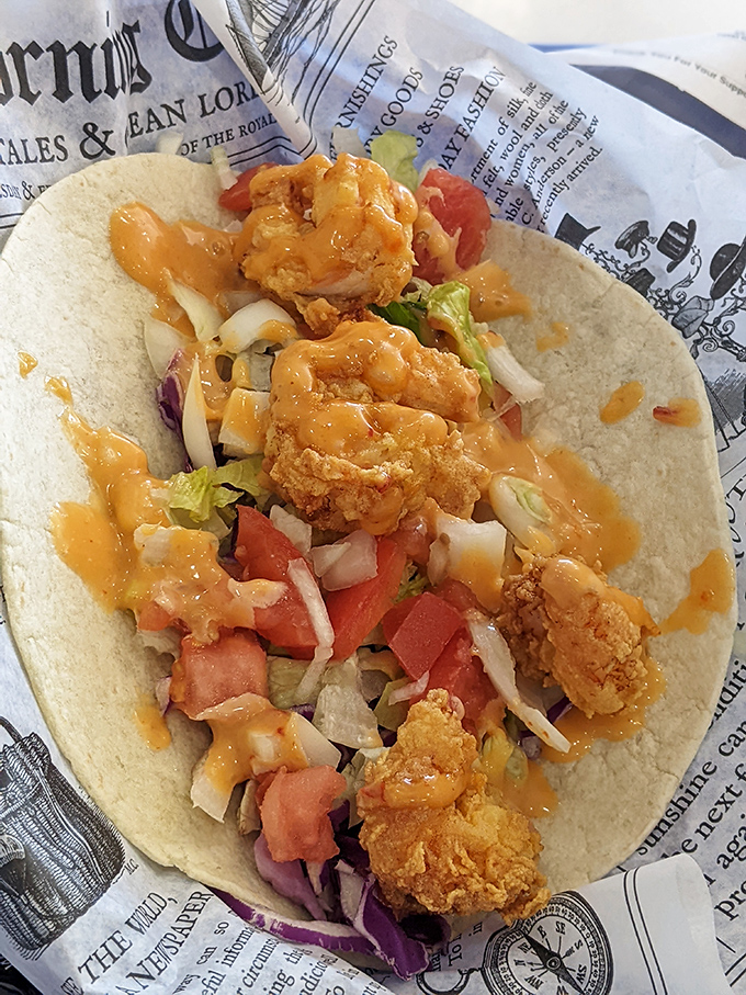 Who knew British-inspired seafood and Mexican tradition could create such a delicious diplomatic relationship? These shrimp tacos broker a tasty peace.