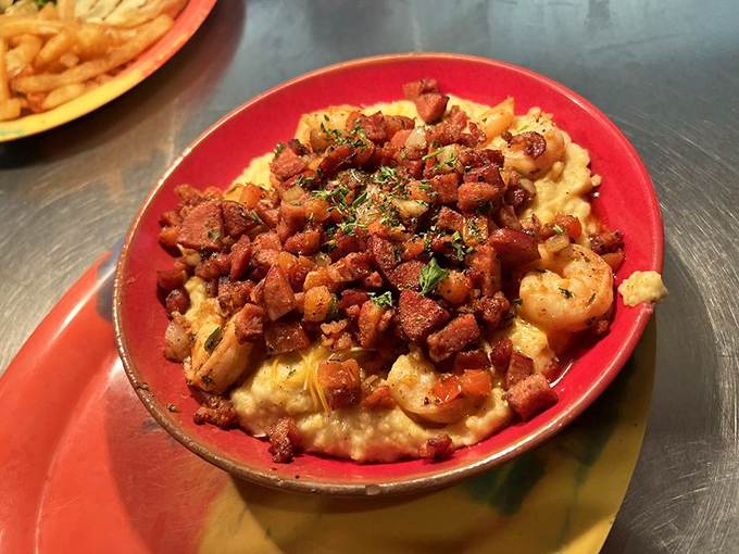 Creamy grits crowned with plump shrimp and crispy bacon bits&mdash;this dish doesn't just speak Southern, it sings it with a full gospel choir.