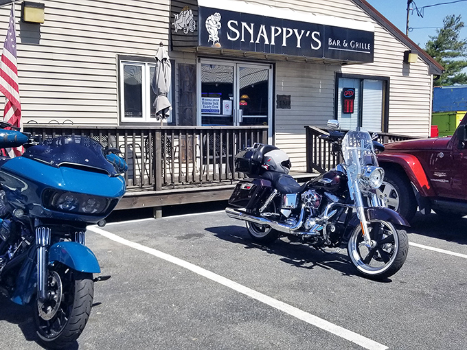 Snappy's Grille &ndash; where motorcycles out front signal the universal truth that good food attracts all walks of life.