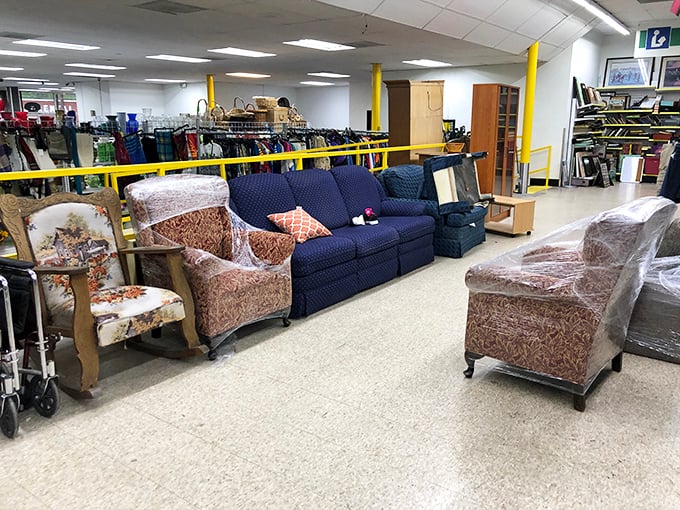 Furniture finds range from grandma-chic to surprisingly modern, proving one shopper's castoff sofa is another's perfect living room centerpiece.