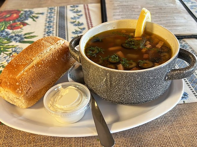 This isn't just soup—it's a steaming bowl of comfort served with a side of crusty bread and enough flavor to make your spoon stand at attention.