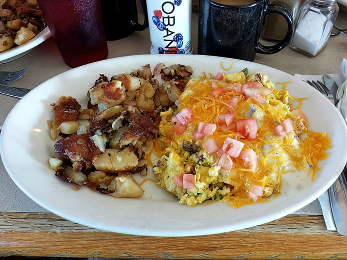 Behold the Southern Scrambler&mdash;where potatoes and eggs unite with cheese in a breakfast alliance that would make any morning person salute.