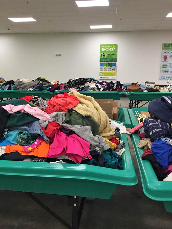 Row after row of bins stretch out like a bargain hunter's yellow brick road.