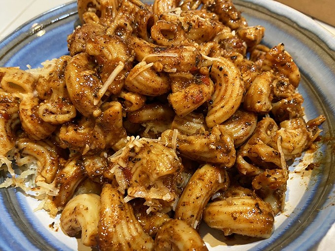 Spicy mac that doesn't just whisper heat&mdash;it sings it. This isn't your grandmother's mac and cheese unless your grandmother was secretly a culinary rebel.