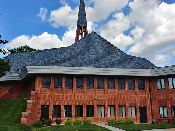 This isn't just another church; it's architectural poetry in brick. St. John Lutheran's striking design reflects the deep-rooted faith that helped build this community.