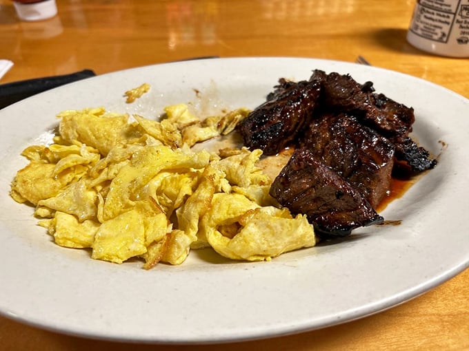 The breakfast of champions doesn't need to be in a box; sometimes it's steak and eggs on a plate, promising fuel for whatever the day holds.
