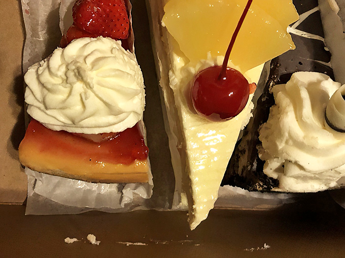Three slices of heaven, no harp required. That lemon cheesecake with the cherry on top is singing a siren song straight to my waistline.