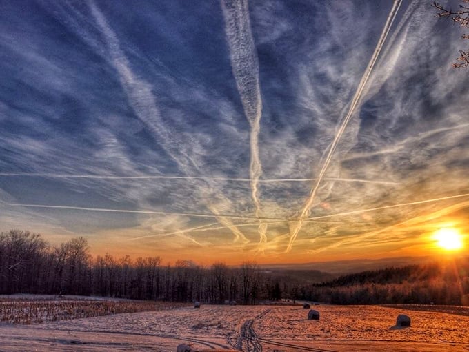 Winter sunsets paint the countryside in warm hues, reminding us that beauty exists in every season here.