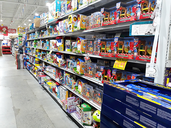 Toy heaven stretches as far as the eye can see. Parents, prepare to become heroes without the corresponding damage to your credit score.