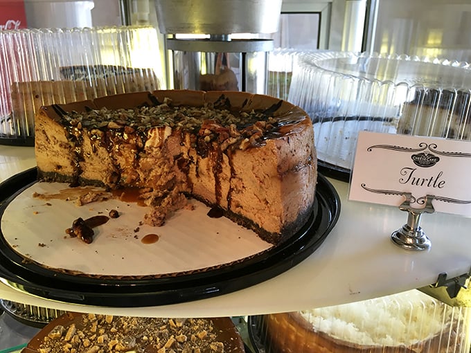 The turtle cheesecake looks like it's been caught mid-transformation &ndash; chocolate, caramel, and pecans in a dance that would make Fred Astaire jealous.