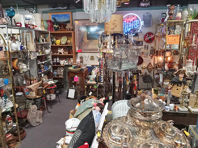 Organized chaos that would make Marie Kondo weep&mdash;but every single item here sparks joy for someone. That Miller High Life sign? Pure nostalgia.
