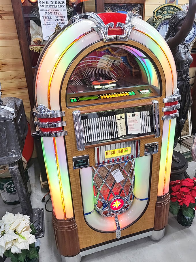 This isn't just a jukebox&mdash;it's a time machine disguised as furniture, ready to transport you back to sock hops and first kisses. 