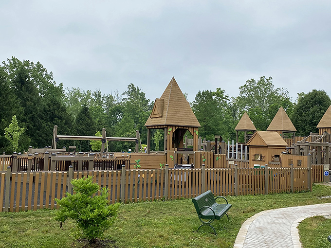 Wildwood Park's wooden castle playground proves that in Granville, even the jungle gyms have architectural ambitions.