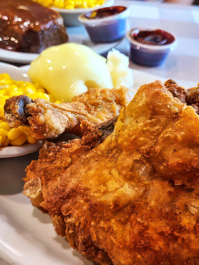Fried chicken that renders conversation impossible except for the occasional "mmm" and "oh my goodness"&mdash;crispy, juicy perfection on a plate. 