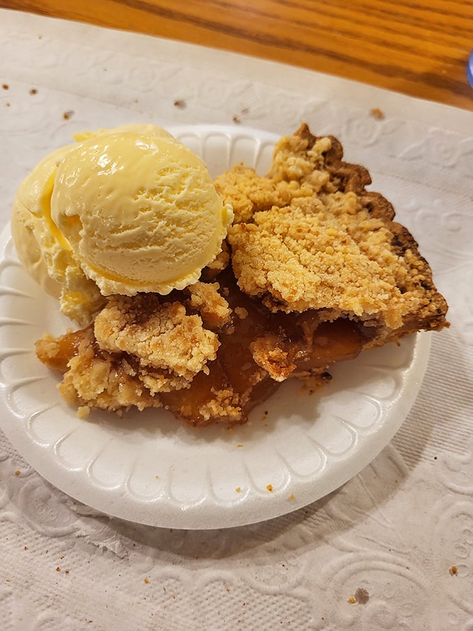 Apple pie meets ice cream in a romance as old as America itself. That crumbly topping is the crown jewel of this classic dessert marriage.