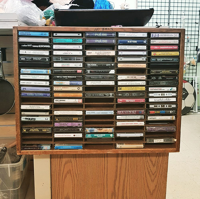 A time capsule of musical nostalgia. These cassettes represent someone's soundtrack to the '80s and '90s, waiting for their encore.